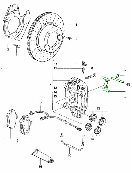 Porsche 996 986 Boxster Brake pad pin kit 99635195901 - 99635195901/1 ...