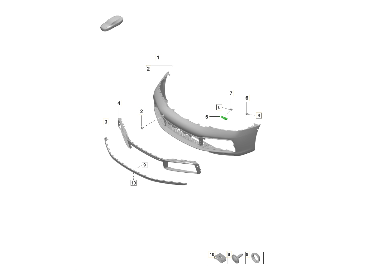 Front bumper ultrasound sensor bracket. Porsche 992.1 Carrera 992807348 ...
