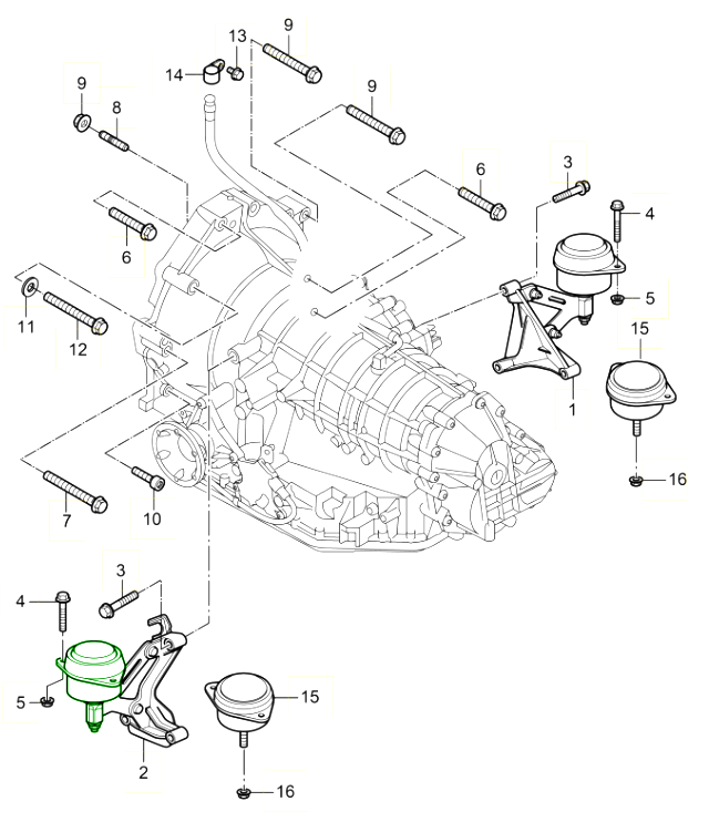 Boxster Cayman Left gearbox mount 98737509302 - 98737509302/1 | Design 911