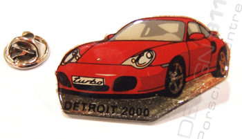 Pin Badge "Porsche 996 Turbo - Detroit 2000" Red - PIN019 | Design 911