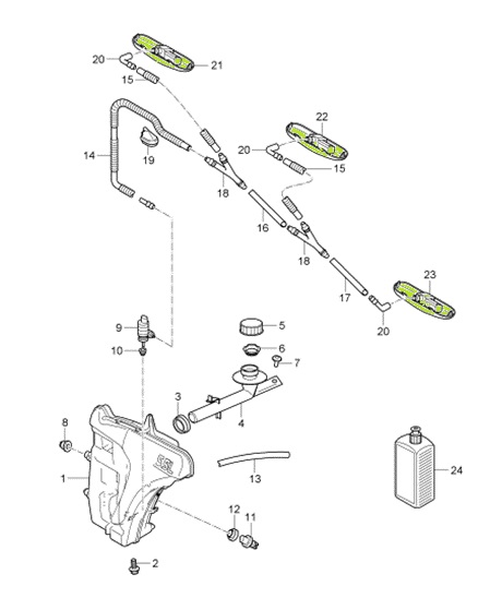 Windscreen washer jet. Porsche 970 Panamera - 97062807500 | Design 911