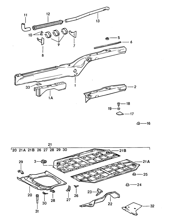 Front Floor / Suspension Mount. Porsche 911 08/1967- 1989 ...