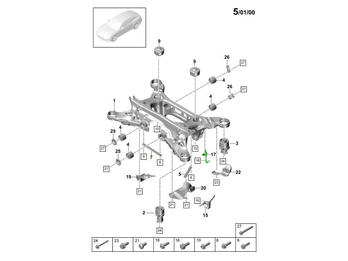 Niveausensor Hinterachse. Porsche 971.1 Panamera / 971.2 Panamera ...