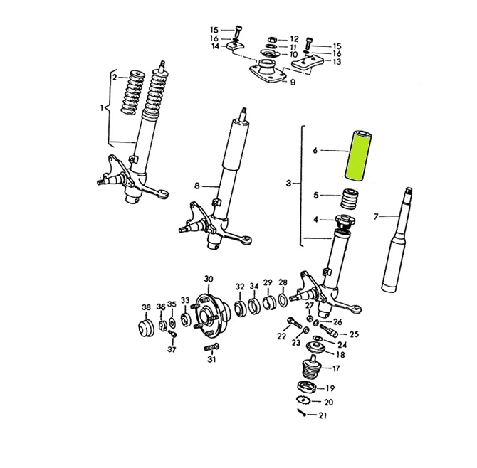 Dust Tubes for Front Shock Absorber Boge. Porsche 911 1969-89 ...