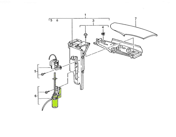 Electric drive motor for cabriolet roof flap. Porsche 996 / 997 ...