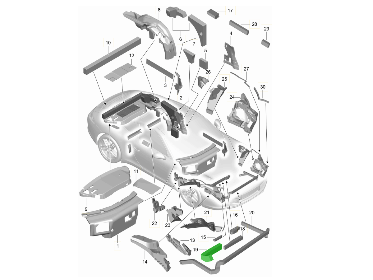 Porsche 991 992 Boxster Cayman Foam part for fuel tank 992868757 ...