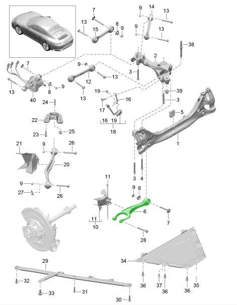 Porsche 991 Rear wishbone Lower 99133105321 - 9P1505311 | Design 911