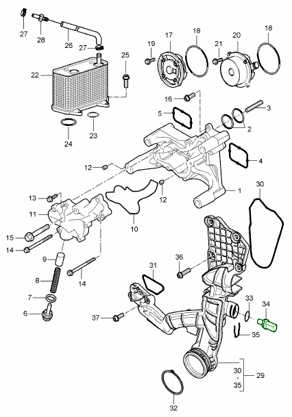 Porsche Boxster Coolant Water Temperature Sensor 99760641000 ...