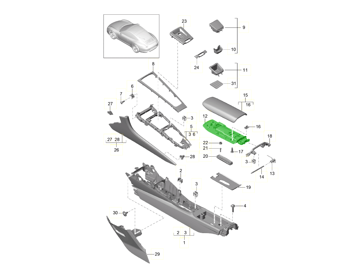 Buy Porsche Boxster 986/987/981 (1997-2016) Centre & Middle Console ...