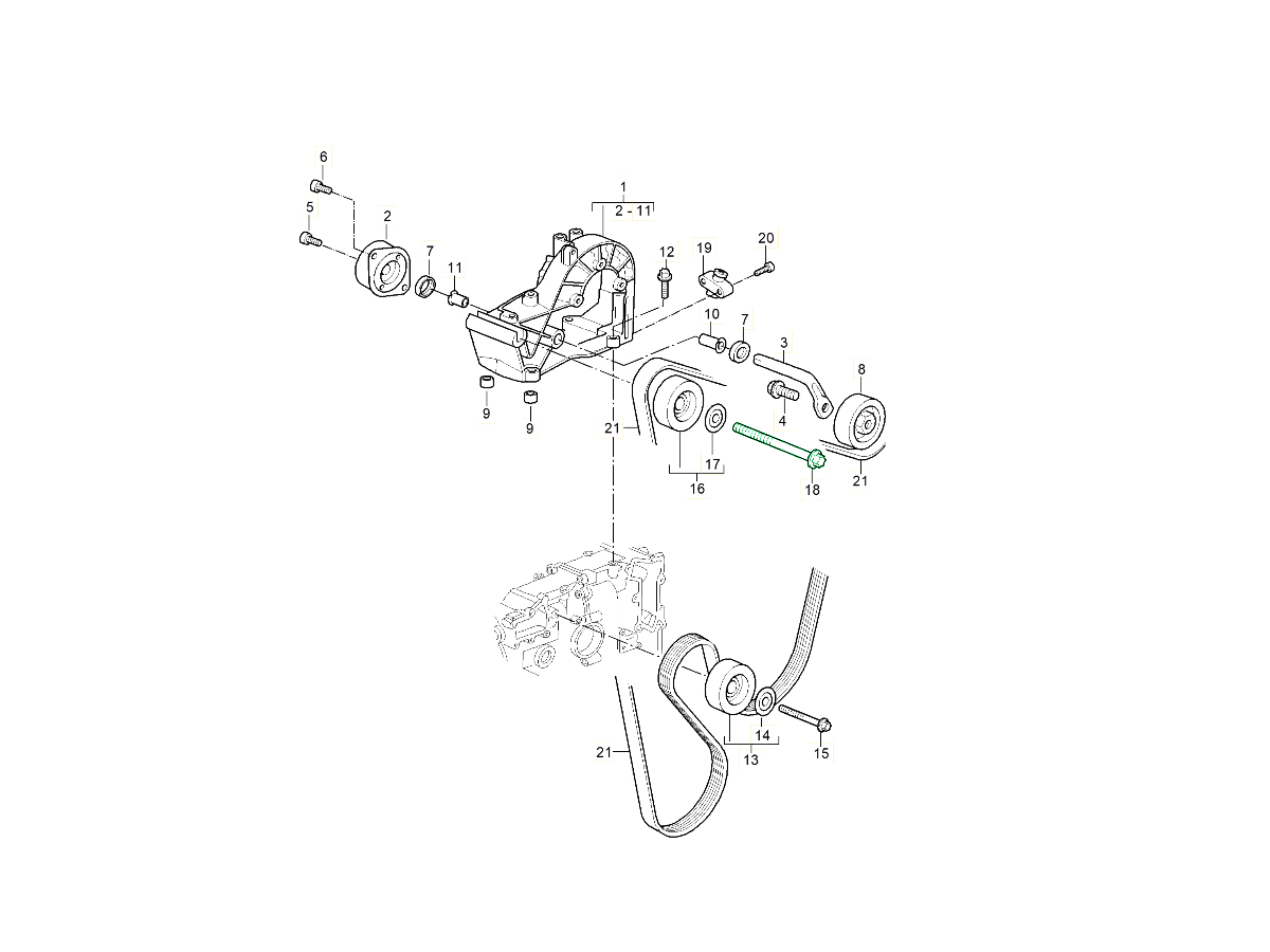 Drive belt pulley bolt, M10 X 145. Porsche 996 / 997.1 / 986 ...