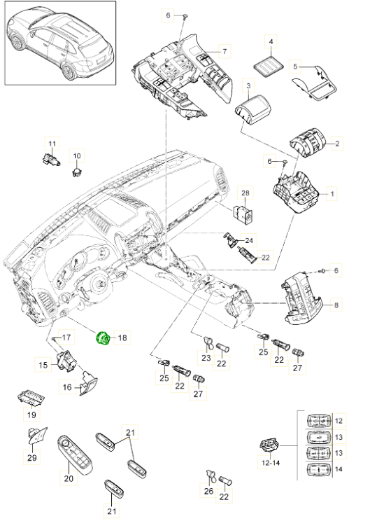 Light switch for Porsche Cayenne Macan 95861353305 - 95861353305/1 ...