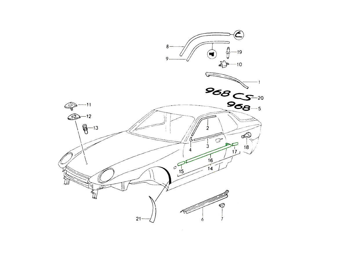 Porsche 944 968 Side protection and decorative trim 93155990100 ...