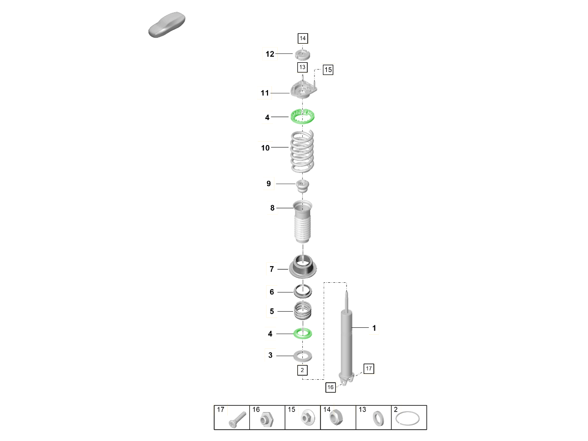 Porsche 992 Carrera Turbo Shock absorber upper mount bearing 992511177A ...