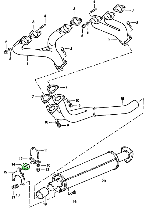 Porsche 924S 944 Exhaust rubber mounting 94411114203 - 94411114203/1 ...