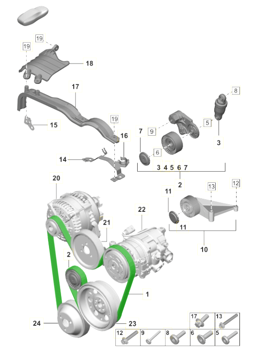 Drive belt Porsche 991 turbo / 992 turbo / 992 S - 0PB903137C | Design 911
