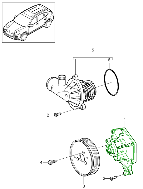 Water pump Porsche 958 Cayenne 970 Panamera DIESEL - 95810603331 ...