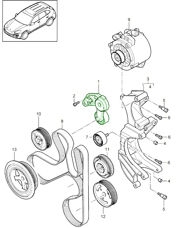 Gates T38317 Belt Tensioning damper for Porsche 955 / 957 / Cayenne V6 ...