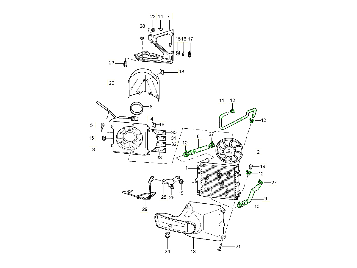 Water / Coolant radiator pipe kit. Porsche 996 C2/ C4 automatic ...