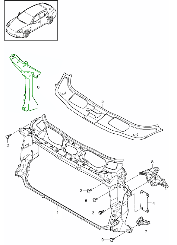 Porsche 970 Panamera Radiator lateral bracket 97050451801 - 97050451801 ...