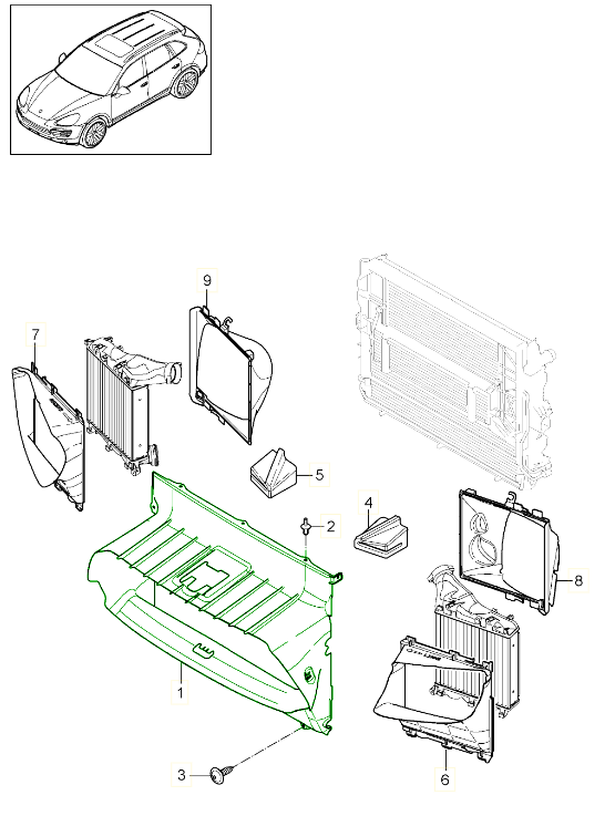 Porsche 958 Cayenne Front Bumper Centre Grille 95857532330 ...