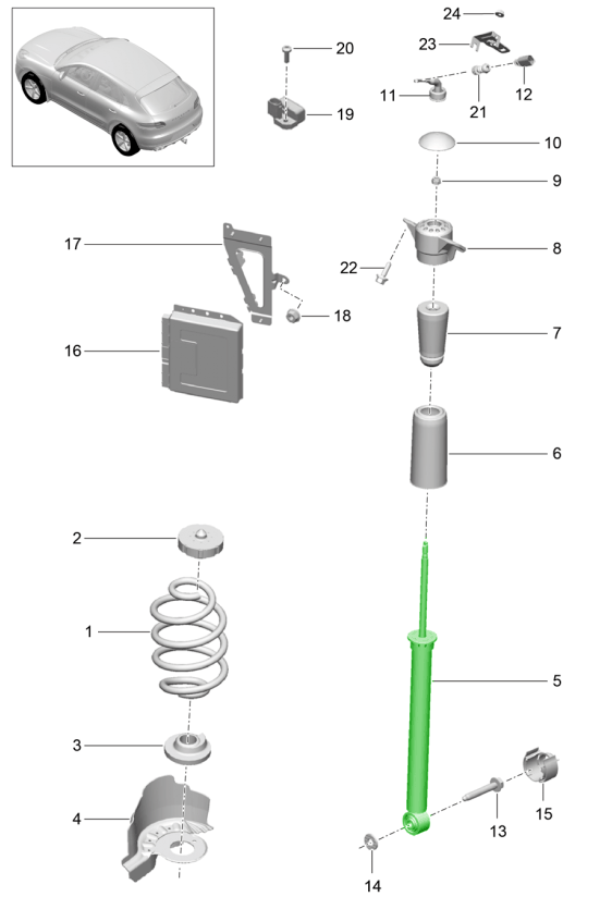 Porsche Macan Shock absorber rear 95B513035D - 95B513035D/1 | Design 911