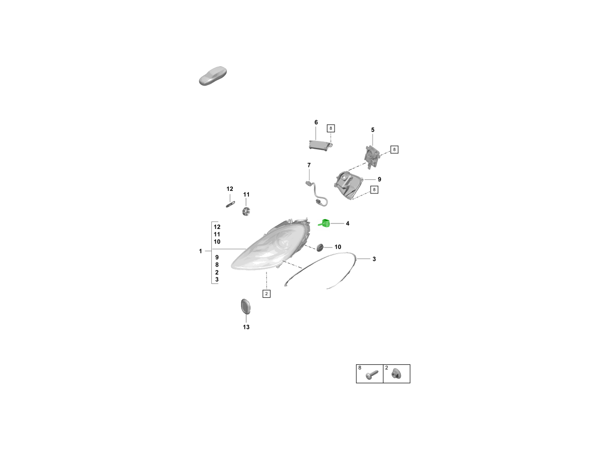 95863121900/2 氙气大灯灯泡 - D8S - 适用于配备静态、非自适应大灯的车辆。保时捷 958.2 Cayenne / 718 ...