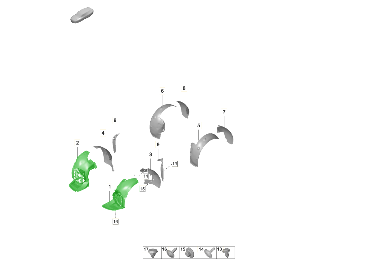 Porsche 992 Carrera Wheel arch liner 992805423C 992805424C - 992805423C ...