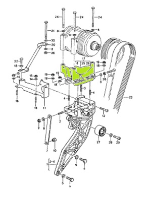 Mounting bracket air conditioning compressor. Porsche 964 turbo ...