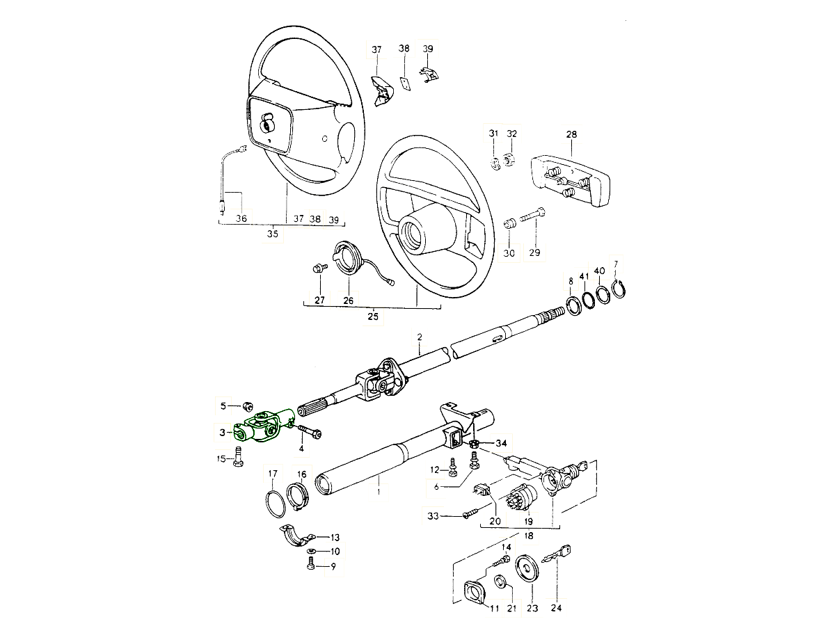 Porsche 964 Steering U Joint lower 96434702510 - 96434702510/1 | Design 911