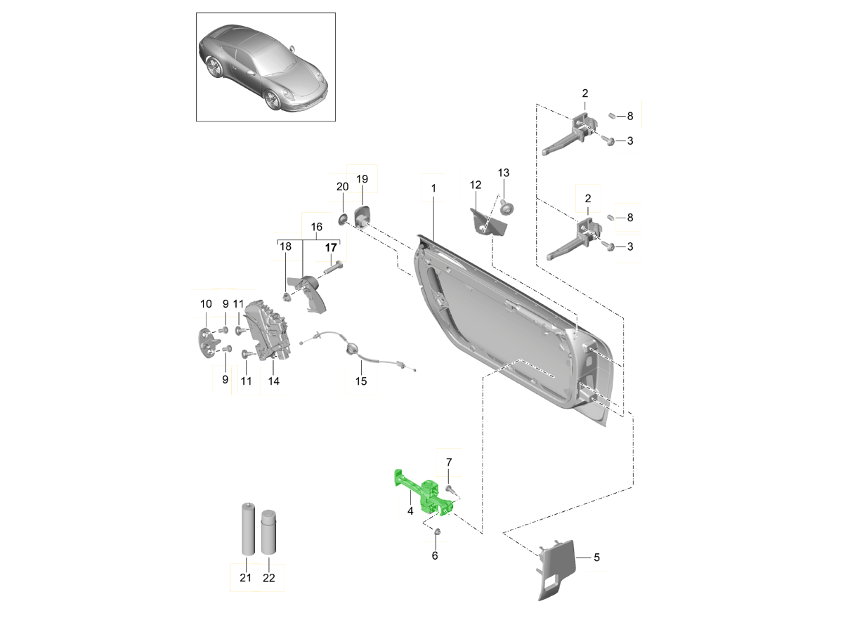Porsche 91 Boxster Cayman Front door check strap stopper 99153715101 ...