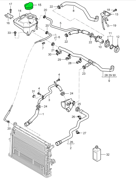 Original Porsche 95510644720 Water reservoir expansion tank lid cover ...
