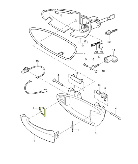 Buffer door handle. Porsche 987 / 997 - 99753762500 | Design 911