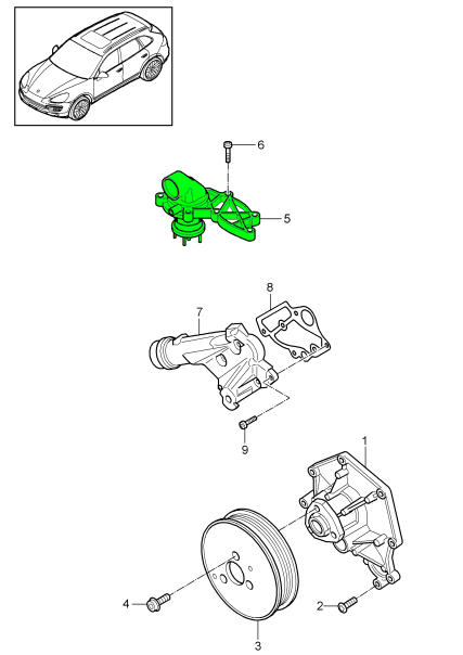 Porsche 95810603202 Water pump thermostat housing with insert for ...