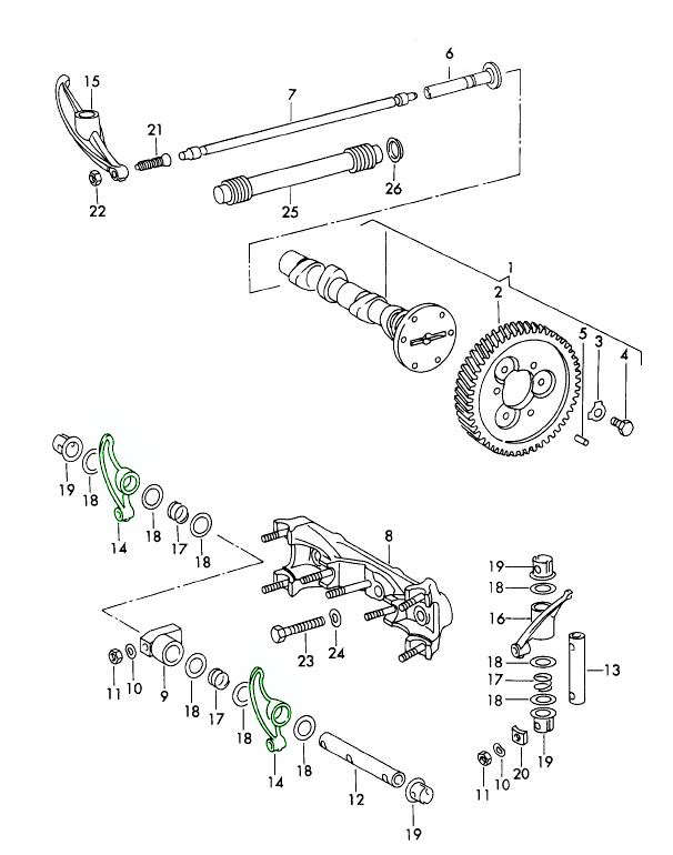 Original Porsche 61610503701 Rocker arm for Porsche 356B 912 ...