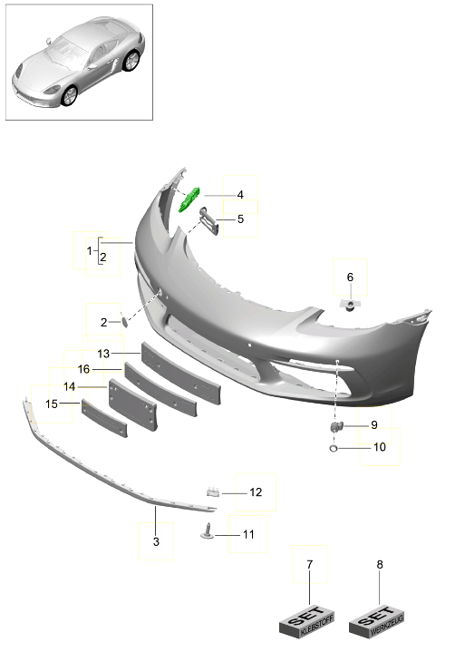 Original Porsche 982807055 982807056 Front bumper bracket cover for ...