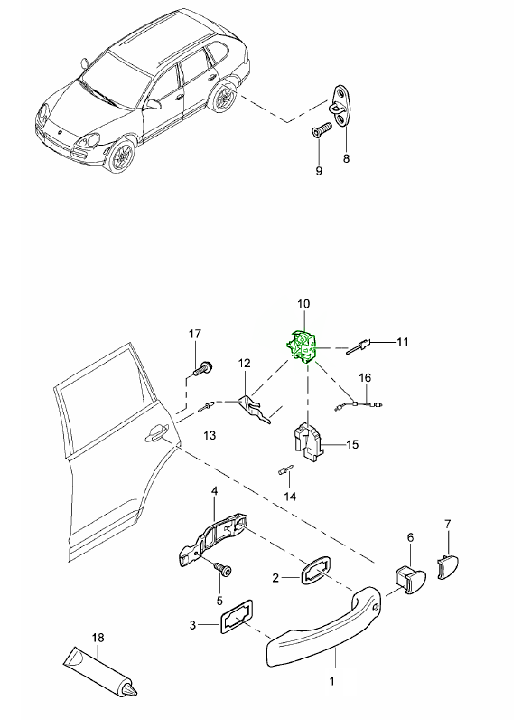Porsche 955 Cayenne Rear door lock 95553201606 and 95553201506 ...