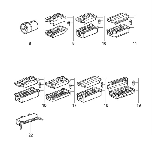 Connector pin MALE. Porsche 911 / 964 / 924S / 944 / 968 - 99965244212 ...