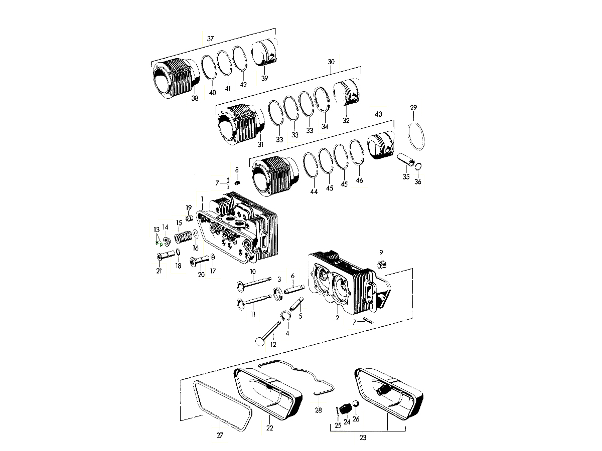 Porsche 356 Valve cotter set, for inlet outlet valve369052041 ...