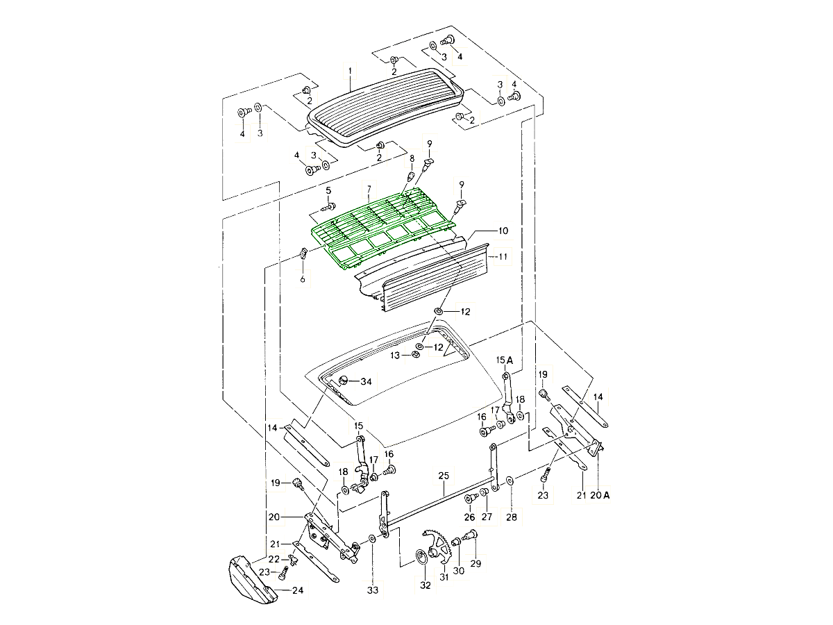 Porsche 964 C2 C4 RS Ventilation grille for engine lid 9645123330001C ...