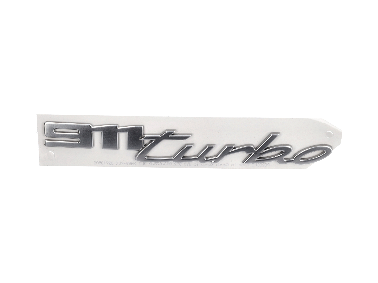 Rear badge - 911 turbo - in Silver. Porsche 992 Turbo - 992853675DOU2 ...