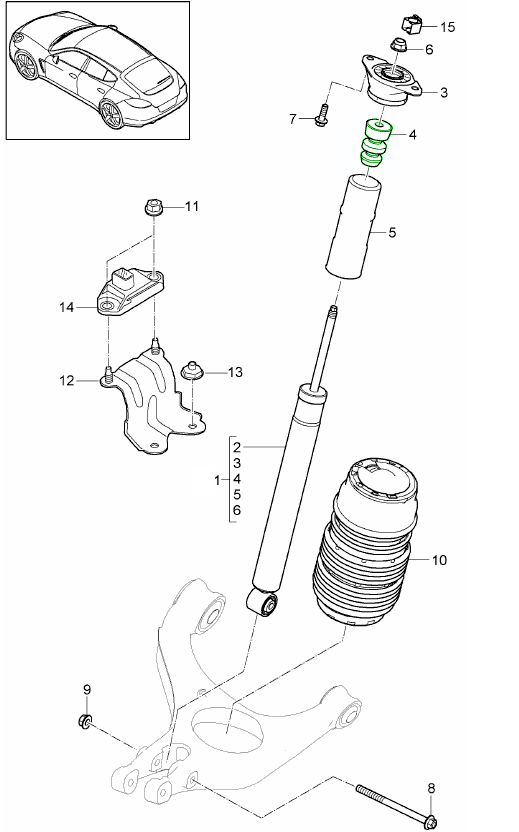 Rear shock absorber bump stop spring Porsche Panamera 970 2010-16 ...