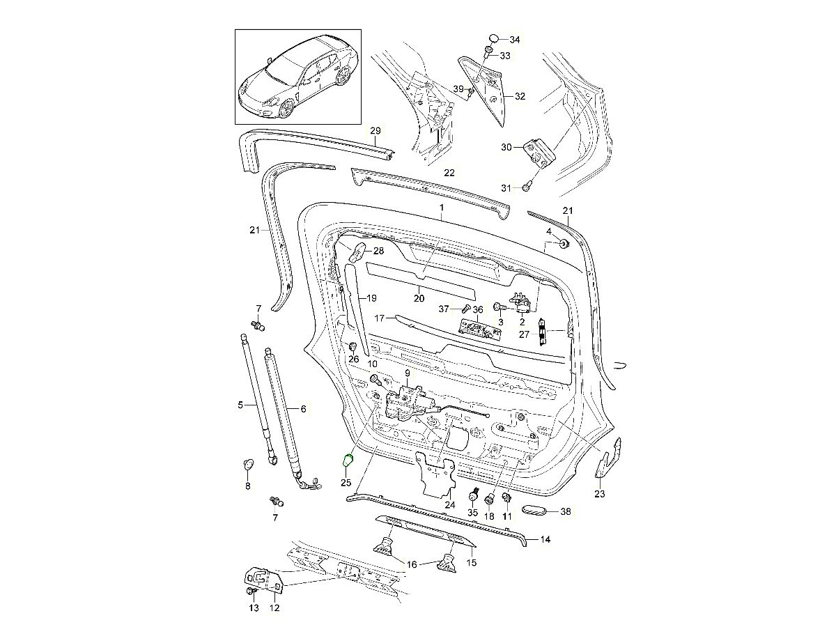 Porsche 970 Panamera Rear lid bump stop 97051285100 - 97051285100 ...