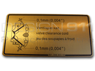 Porsche 911 Sticker Valve Clearance 90100650300 - 90100650300 | Design 911