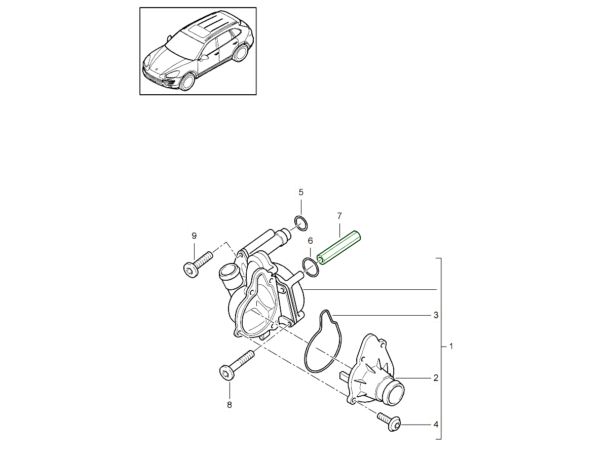Porsche 958 Cayenne 4.2L Diesel Input shaft for water pump 95810623640 ...