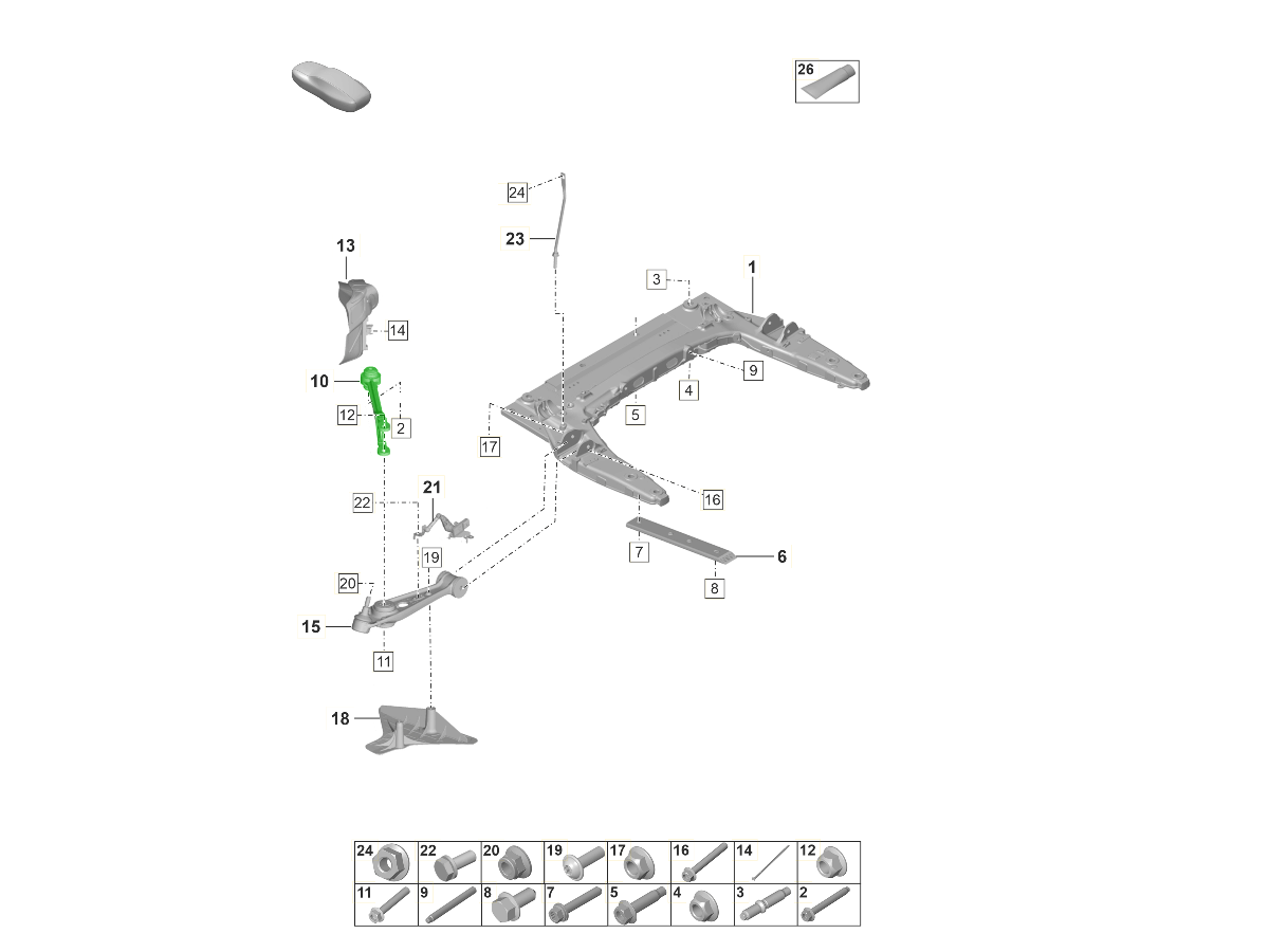 Porsche 992 Control arm Rear 992407325H - 992407325H | Design 911