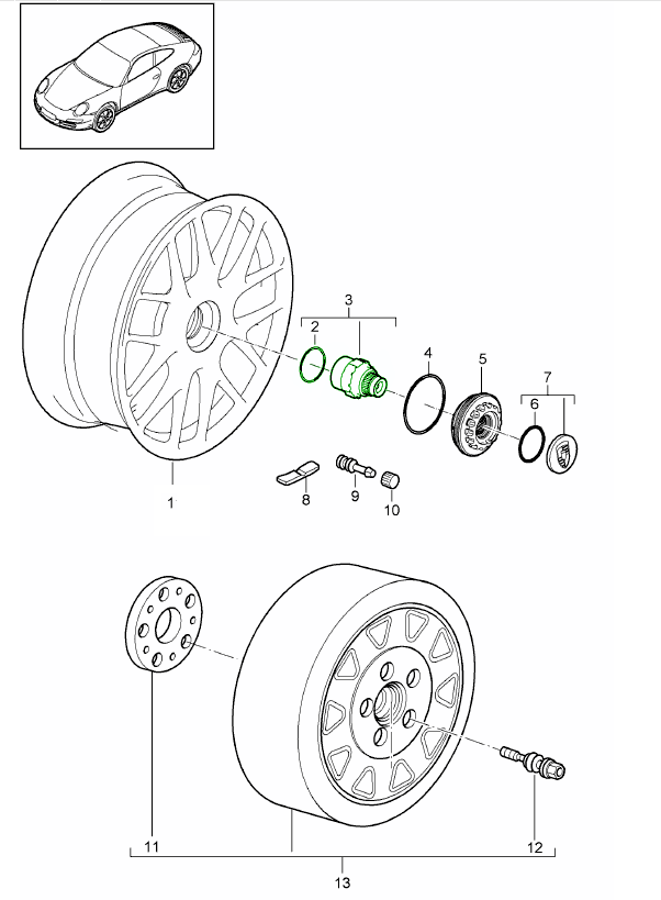 Porsche 997 Locking device for centre lock wheels 99734125104 ...