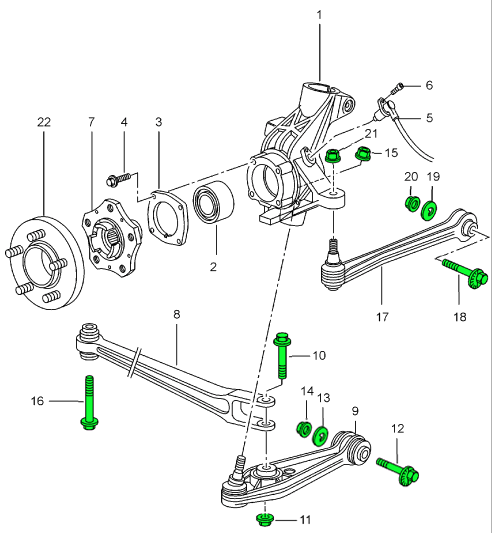 Nuts & Bolts for Control Arms & Wishbones REAR Porsche 986 ...