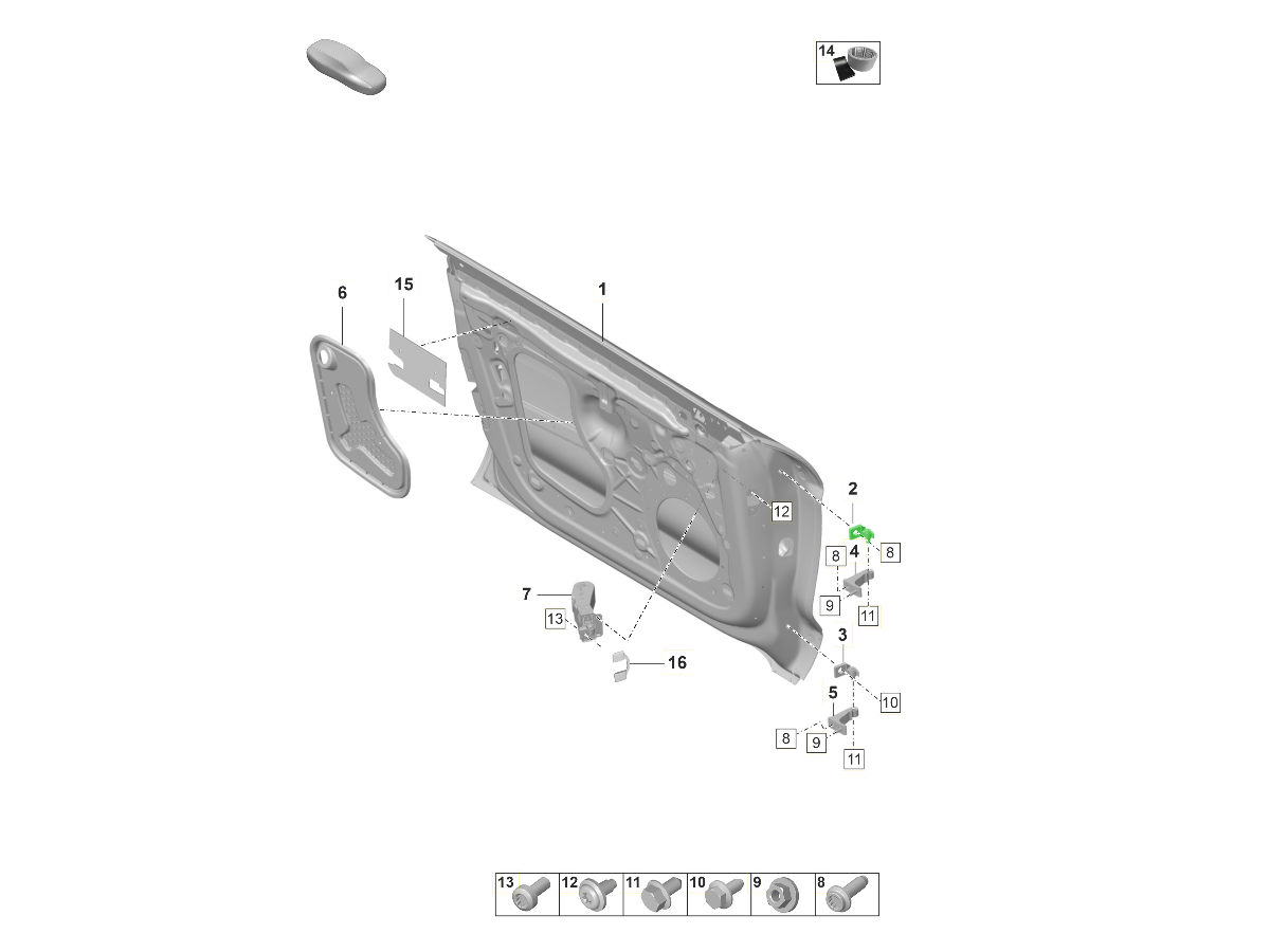 Porsche 9J1 Taycan Front door hinge half upper front PAD831411 ...