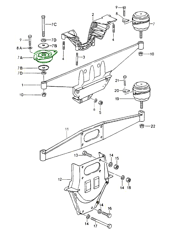 Porsche 96437504381 Engine mount for Porsche 964 993 - 96437504381/1 ...