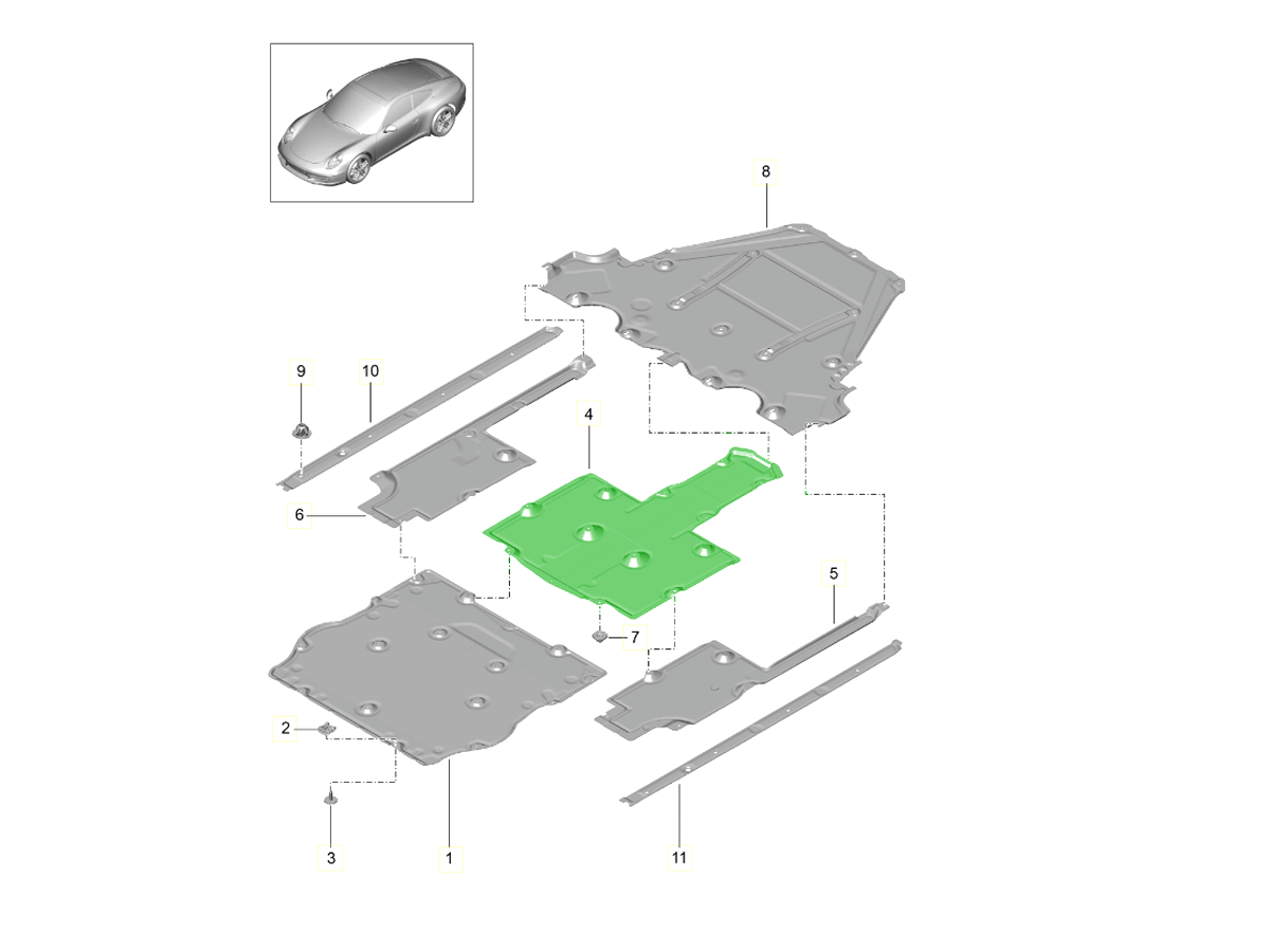 Porsche 991 982 981 Centre undertray 99150460300 - 99150460300 | Design 911